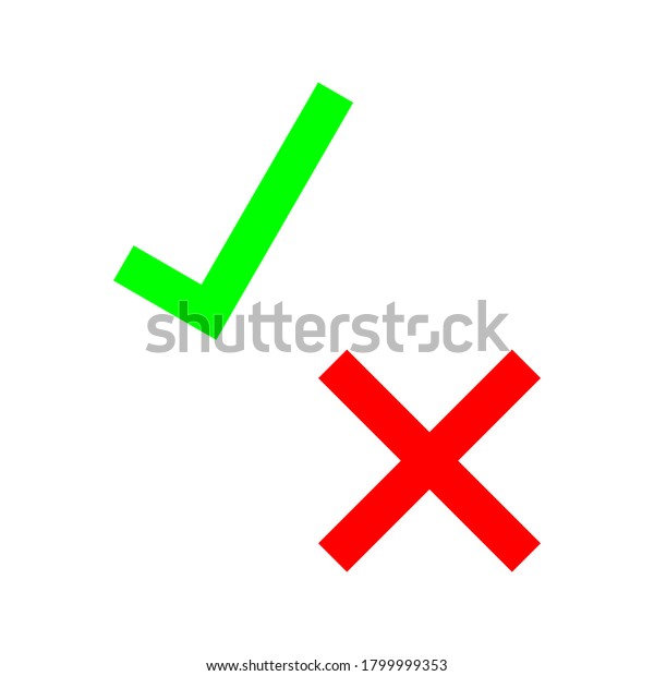 Green Check Mark Sign Red X Stock Vector (Royalty Free) 1799999353 ...