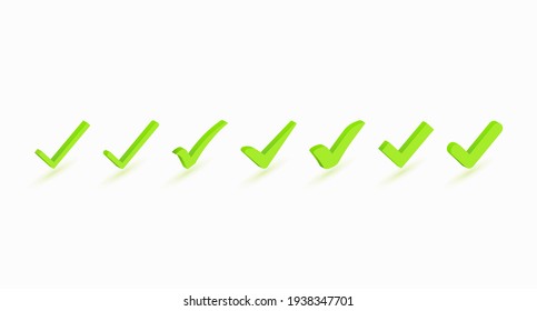 Green Check Marks Drawn Isometric Style Stock Vector (Royalty Free ...