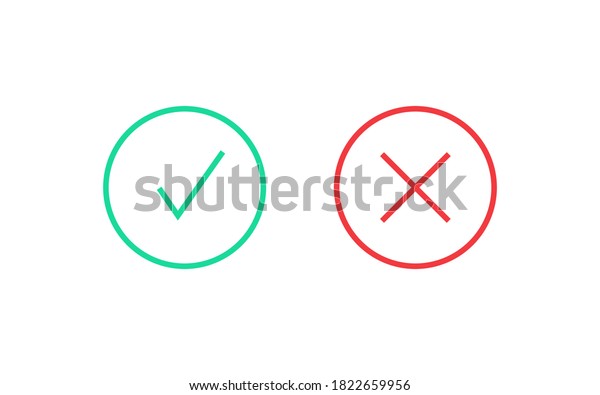 Green Checkmark Red Cross Icon Set Stock Vector (Royalty Free ...