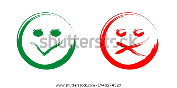 Green Checkmark Red No Unlike Dislike Stock Vector (Royalty Free ...