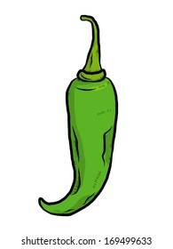 Green Chilli Cartoon Vector Illustration Isolated Stock Vector (Royalty ...