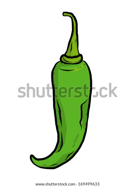 Green Chilli Cartoon Vector Illustration Isolated Stock Vector (Royalty ...