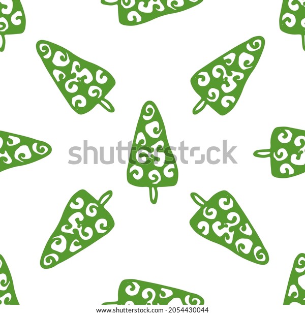 Green Christmas Tree Pattern Curl Texture Stock Vector (Royalty Free ...