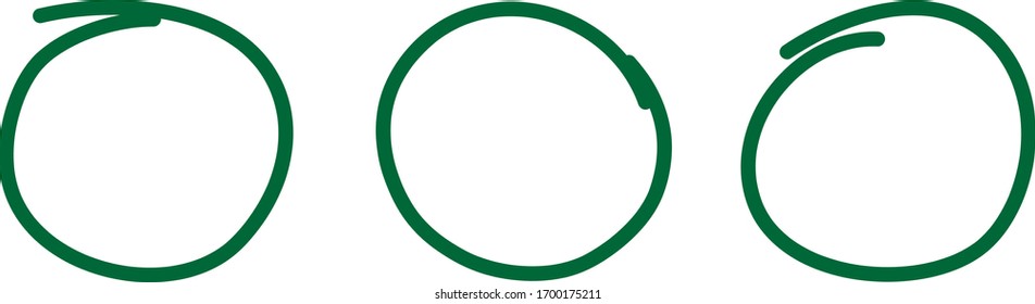 Green Circle Pen Draw Set Highlight Stock Vector (Royalty Free ...
