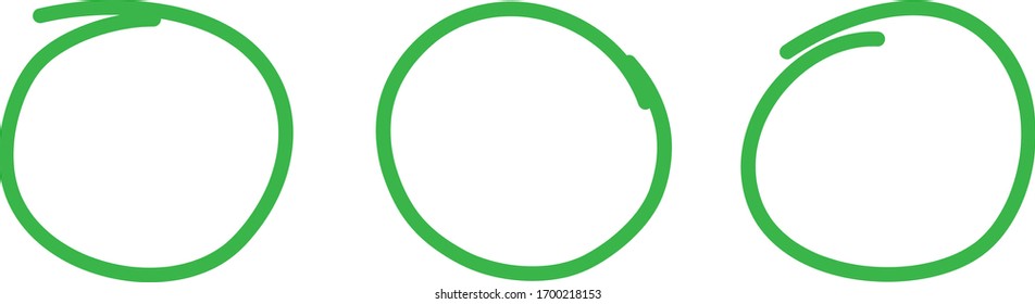 Green Circle Pen Draw Set Highlight Stock Vector (Royalty Free ...