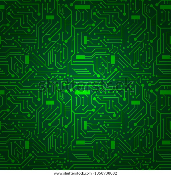 Green Circuit Board Background Stock Vector (Royalty Free) 1358938082