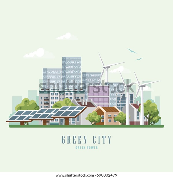 Green City Vector Concept Infographic Set Stock Vector (Royalty Free ...