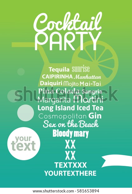 Green Cocktail Menu Party Background Invitation: เวกเตอร์สต็อก (ปลอดค่า ...
