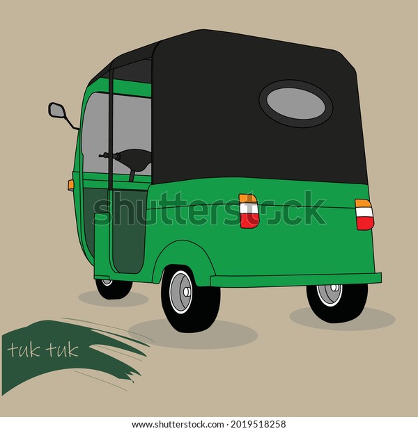 Green Color Three Wheeler Vector Illustration Stock Vector (Royalty ...