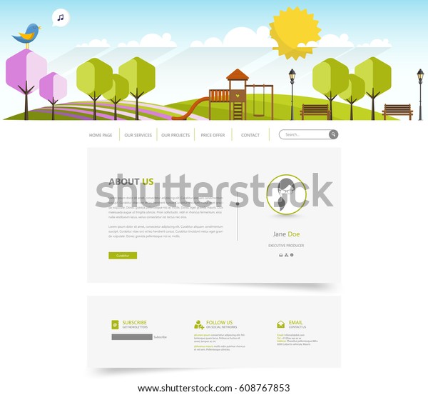 Green Colorful Eco Website Template Vector Stock Vector (Royalty Free ...