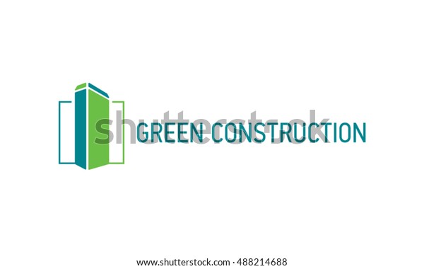 Green Construction Architecture Logotype Design Template Stock Vector ...