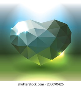 Green Crystal Heart Stock Vector (Royalty Free) 205090426 | Shutterstock