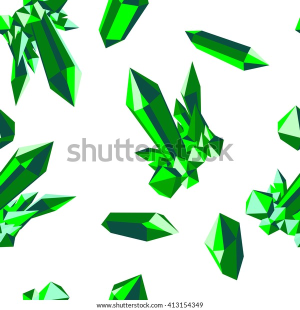 Green Crystal On White Seamless Pattern Stock Vector (Royalty Free ...