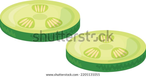 Green Cucumber Slice Cartoon Fresh Vegetable Stock Vector (Royalty Free ...