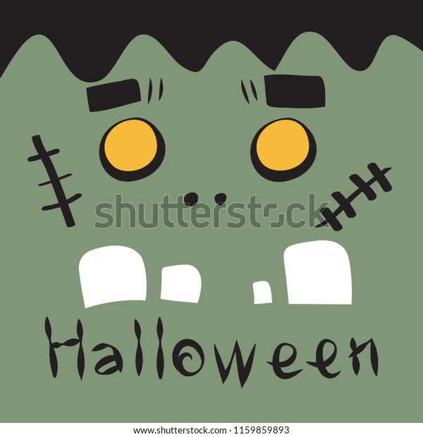 Green Demon Face Design Word Halloween Stock Vector (Royalty Free ...