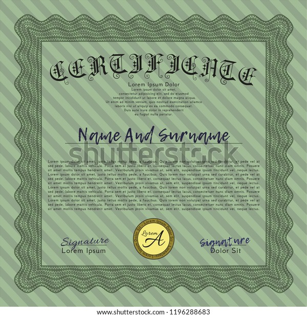 Green Diploma Template Certificate Template Good Stock Vector (Royalty ...