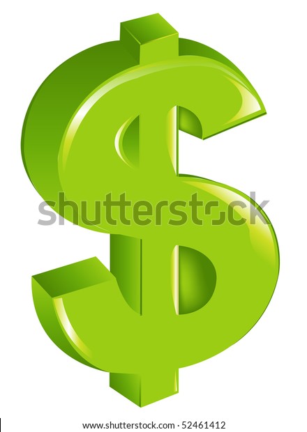 Green Dollar Sign Isolated On White Stock Vector (Royalty Free ...