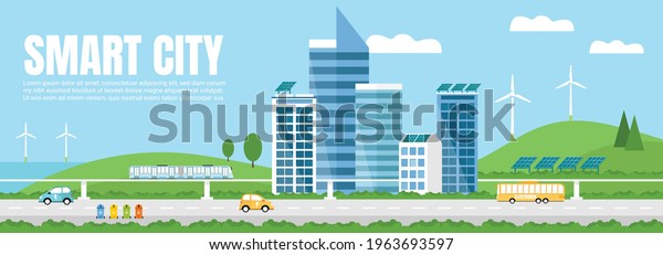 Green Eco Friendly Smart City Landscape Stock Vector (Royalty Free ...
