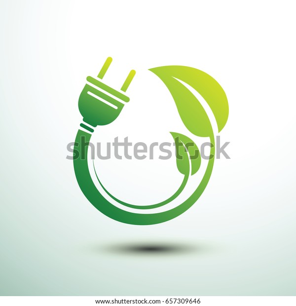 Green Eco Power Plug Design Leave Stock Vector (Royalty Free) 657309646