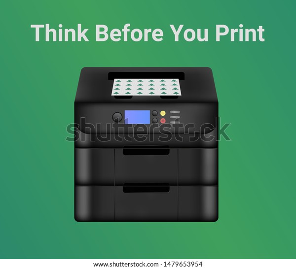 Green Eco Printing Concept Think Before Stock Vector (Royalty Free ...