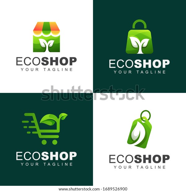 Green Eco Shop Logo Bundle Stock Vector (Royalty Free) 1689526900