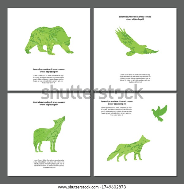 Green Ecological Cards Templates Set On Stock Vector (Royalty Free ...