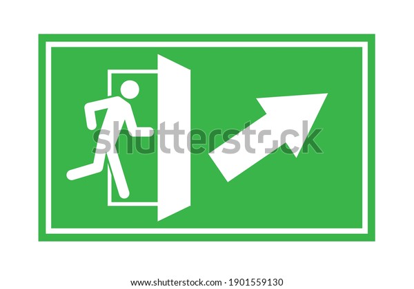 Green Emergency Exit Right Fire Sign Stock Vector (Royalty Free ...