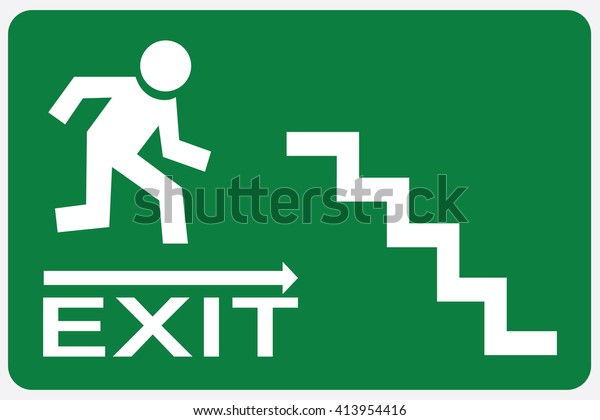 Green Emergency Exit Sign Vector Illustration 库存矢量图（免版税）413954416 ...