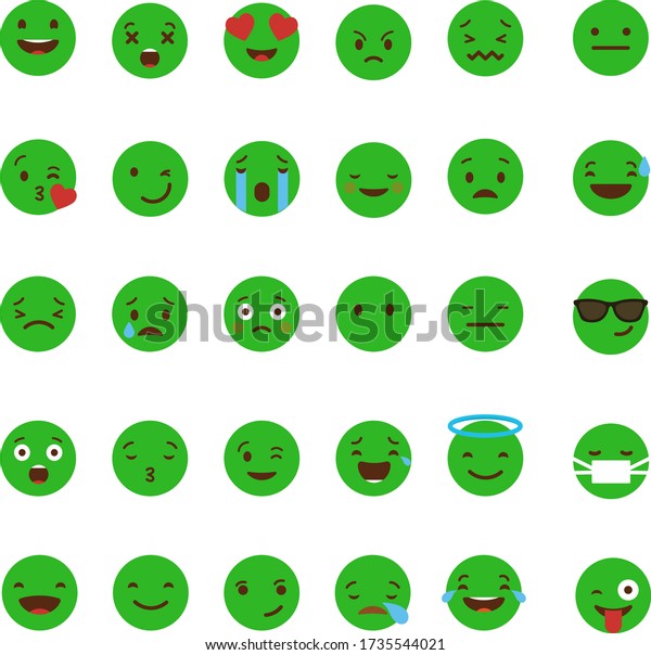 Green Emoticon Vector Various Expressions Stock Vector (Royalty Free ...