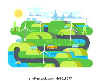 Green Energy Flat Design Stock Vector (Royalty Free) 469819397