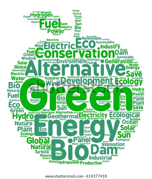 Green Energy Word Cloud Apple Typography Stock Vector (Royalty Free ...