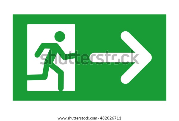 Green Exit Sign Running Man Right Stock Vector (Royalty Free) 482026711