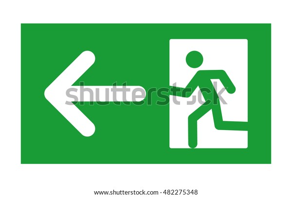 Green Exit Sign Running Man Left Stock Vector (Royalty Free) 482275348