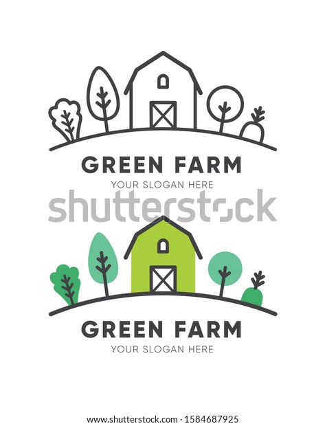 Green Farm Logo Design Concept Tree Stock Vector (Royalty Free) 1584687925