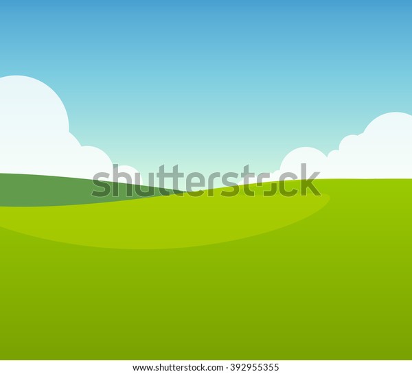 Green Field Sunny Day Vector Illustration Stock Vector (Royalty Free ...