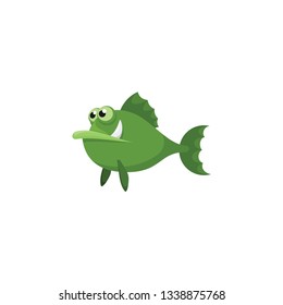 Green Fish Cartoon Vector On White Stock Vector (Royalty Free ...