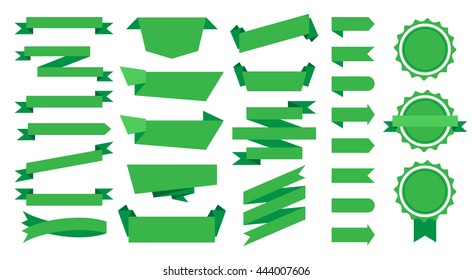 Green Flat Ribbons Set Stock Vector (Royalty Free) 444007606 | Shutterstock