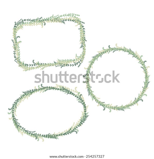 Green Floral Border Frame Collection Stock Vector (Royalty Free ...