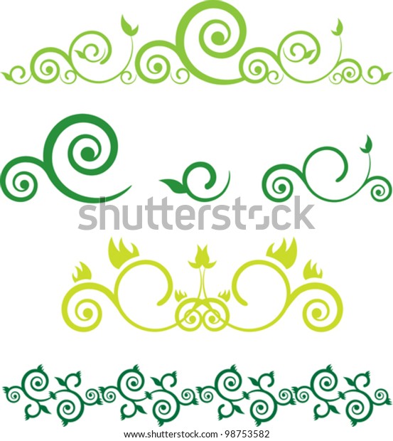 Green Floral Border Swirls Stock Vector (Royalty Free) 98753582
