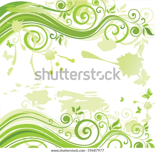 Green Floral Poster Stock Vector (Royalty Free) 59687977 | Shutterstock