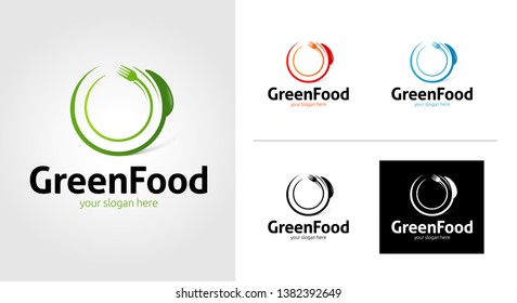 Green Food Logo Template Set Stock Vector (Royalty Free) 1382392649 ...