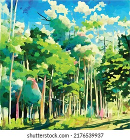 Green Forest Vector Illustration Digital Art Stock Vector (Royalty Free ...