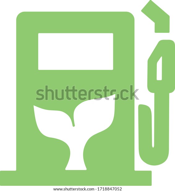 Green Fuel Icon Flat Style Eco Stock Vector (Royalty Free) 1718847052