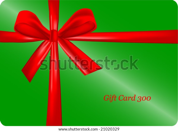 Green Gift Card Red Ribbon Vector Stock Vector (Royalty Free) 21020329 ...