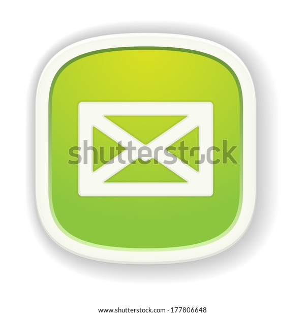 Green Glossy Icon Envelope Pictogram Envelope Stock Vector (Royalty ...