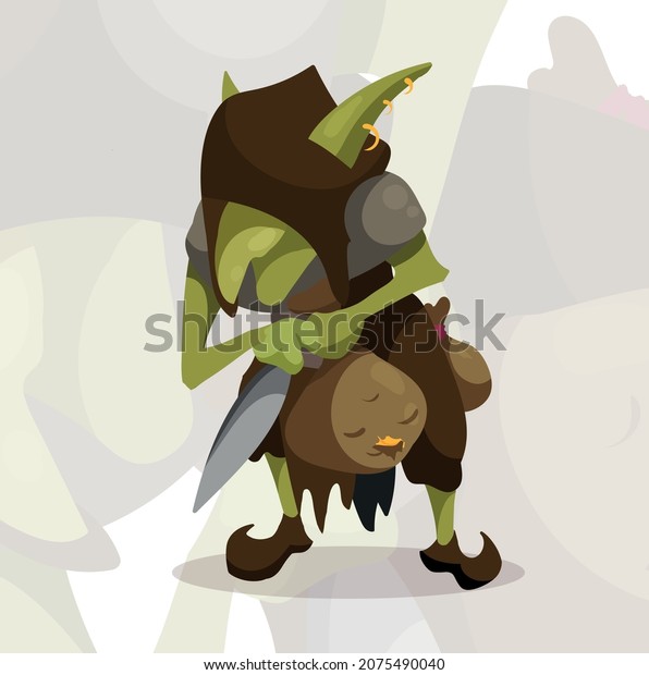 Green Goblin Thief Robber Knife Bag Stock Vector (Royalty Free ...