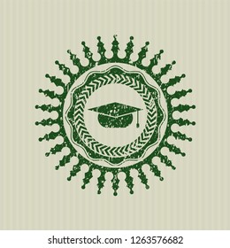 Green Graduation Cap Icon Inside Distress Stock Vector (Royalty Free ...