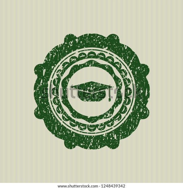 Green Graduation Cap Icon Inside Grunge Stock Vector (Royalty Free ...