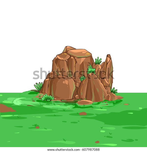 Green Grass Cliff Landscape Background Banner Stock Vector (Royalty ...