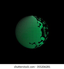Green Halftone Globe Design Black Background Stock Vector (Royalty Free ...